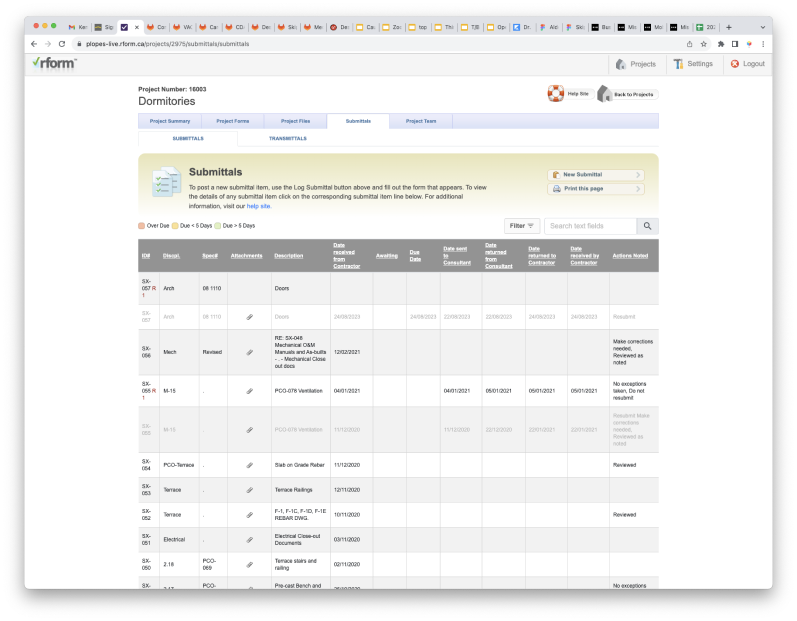 Submittals and Transmittals - Contract Administration Software