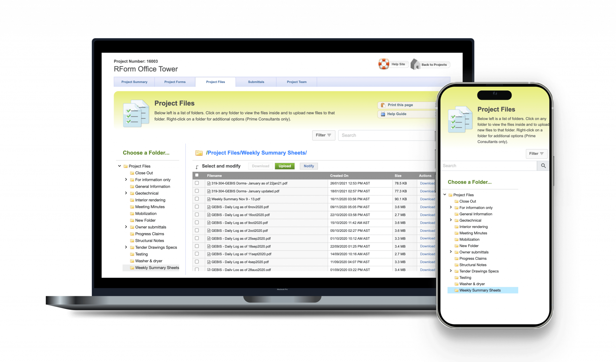 Project files and Document Management - Contract Administration Software